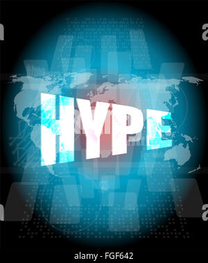 hype word on digital screen background with world map Stock Photo - Alamy