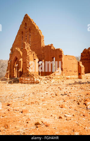 Old Palapye church ruins built from baked earth bricks in rural ...