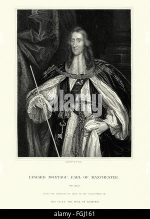 BRITISH HISTORY: Edward Montagu, Earl Of Manchester. TALLIS, old print ...