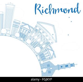Outline Richmond (Virginia) Skyline with Blue Buildings. Vector ...