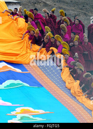 Xiahe, China's Gansu Province. 20th Feb, 2016. Lamas and Buddhists ...