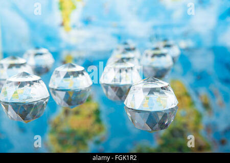 map of the earth in the prism of a glass hemisphere Stock Photo - Alamy