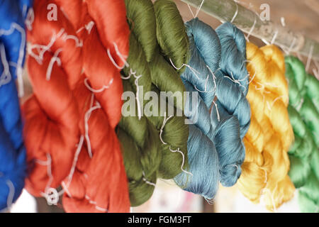 silk production process, colorful raw silk thread Stock Photo - Alamy
