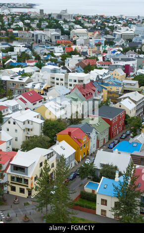 Reykjavik Iceland downtown colorful houses on street in neighborhood ...