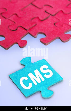 CMS word on blue background Stock Photo - Alamy