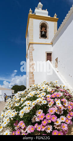 Tower of Igreja Matriz de Alvor - church in a portuguese city. White ...