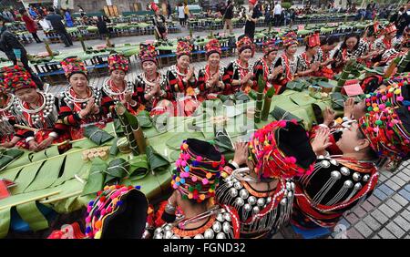 Dehong, China's Yunnan Province. 21st Feb, 2016. People of Jingpo ...