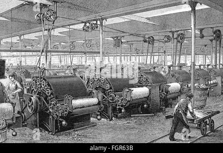Textile mills. 19th century. Woman worked in textile industry Stock ...