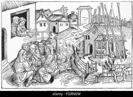 German Peasants' War (1524-1525). Fires and looting by Thomas Muntzer ...