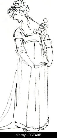 fashion, 19th century, commoner woman in dress with corset, wood ...