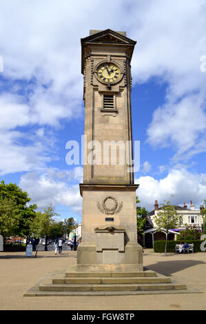 Tower clock in Jephson Gardens, Royal Leamington Spa, Warwickshire, in ...