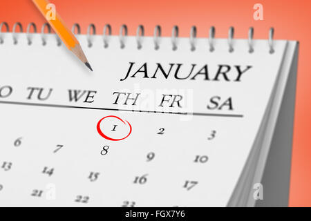 Composite image of january on calendar against white background with ...