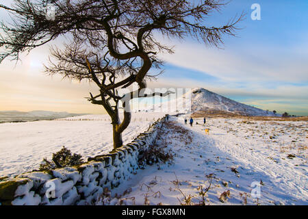 Roseberry Topping covered in snow in winter, North Yorkshire; England ...