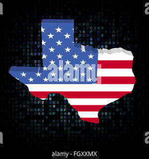 Texas map flag on hex code illustration Stock Photo - Alamy