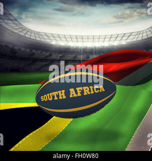 Digital composite. Flag of South Africa waving with a fabric overlay ...