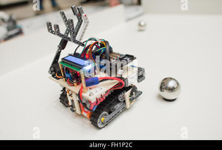 Open competition of self-made robots among school students. Robot in a ...