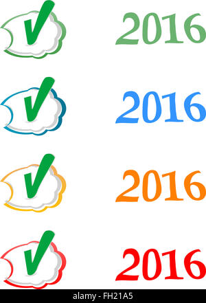 Happy new year 2016 creative greeting card design, Year 2016 stickers ...