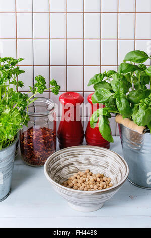 Herbs and checkpeas Stock Photo - Alamy