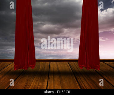 Red curtain pulling back Stock Photo - Alamy