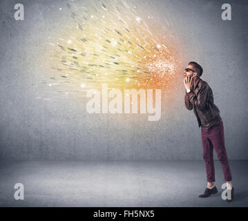 Fashion model shouting colorful splash Stock Photo - Alamy