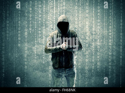 Angry mysterious hacker with numbers Stock Photo - Alamy