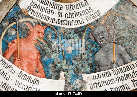 Gothic fresco, demon, personification of sin, 8. Cloister, Cathedral ...