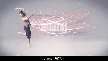 Funky urban dancer with glowing lines Stock Photo - Alamy