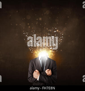 Business man with glowing exploding head Stock Photo - Alamy