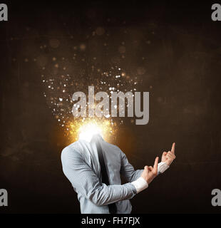 Business man with glowing exploding head Stock Photo - Alamy