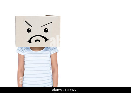 Composite image of depressed woman with box over head Stock Photo - Alamy