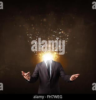 Business man with glowing exploding head Stock Photo - Alamy