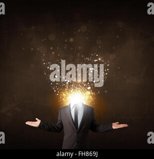 Business man with glowing exploding head Stock Photo - Alamy