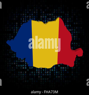 Romania map flag on hex code illustration Stock Photo - Alamy