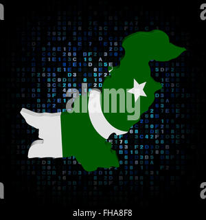 Pakistan map flag on hex code illustration Stock Photo - Alamy