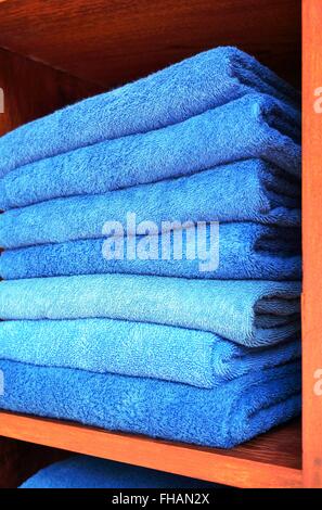 Bath fresh towels pile soft textile cotton body care neatly folded ...