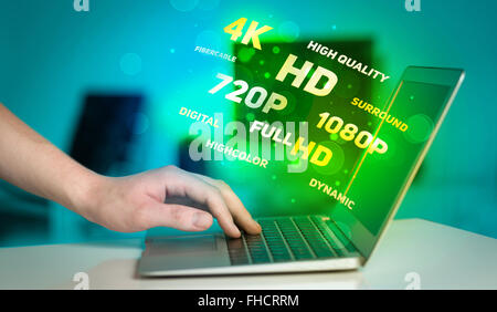 Man choosing display resolution Stock Photo - Alamy