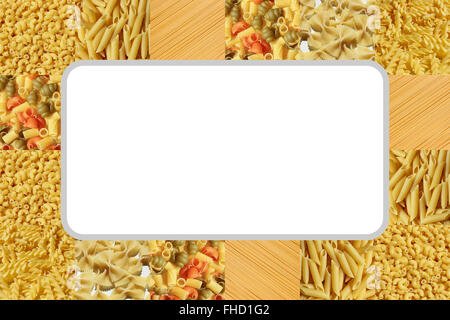 Photo frame made from raw pasta Stock Photo - Alamy