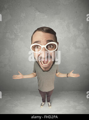 Funny person with big head Stock Photo - Alamy