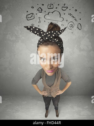 Big head person with social media marks Stock Photo - Alamy