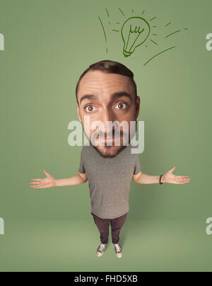 Big head person with idea bulb Stock Photo - Alamy