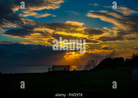 Spectacular sunset over the English Channel as viewed from Mullion ...