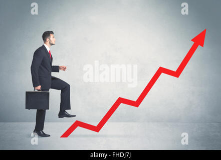 Young businessman climbing stairs and red carpet on white backgr Stock ...