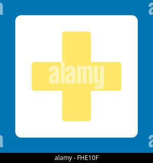 Plus flat yellow and white colors rounded button Stock Photo - Alamy