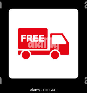 free delivery red square sticker isolated on white Stock Photo - Alamy