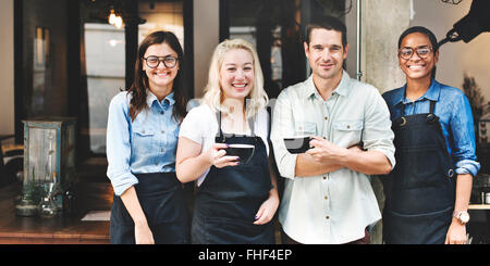 Friends Partnership Barista Coffee Shop Concept Stock Photo - Alamy