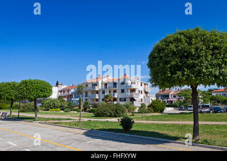 Promenade street in Umag city, Istria peninsula, Croatia Stock Photo ...