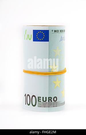 Rolled up 100-Euro bill Stock Photo - Alamy