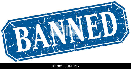 banned square blue grunge vintage isolated label Stock Photo - Alamy