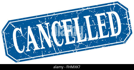 cancelled square blue grunge vintage isolated label Stock Photo - Alamy