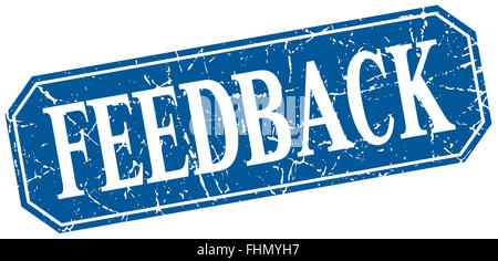 feedback square blue grunge vintage isolated label Stock Photo - Alamy